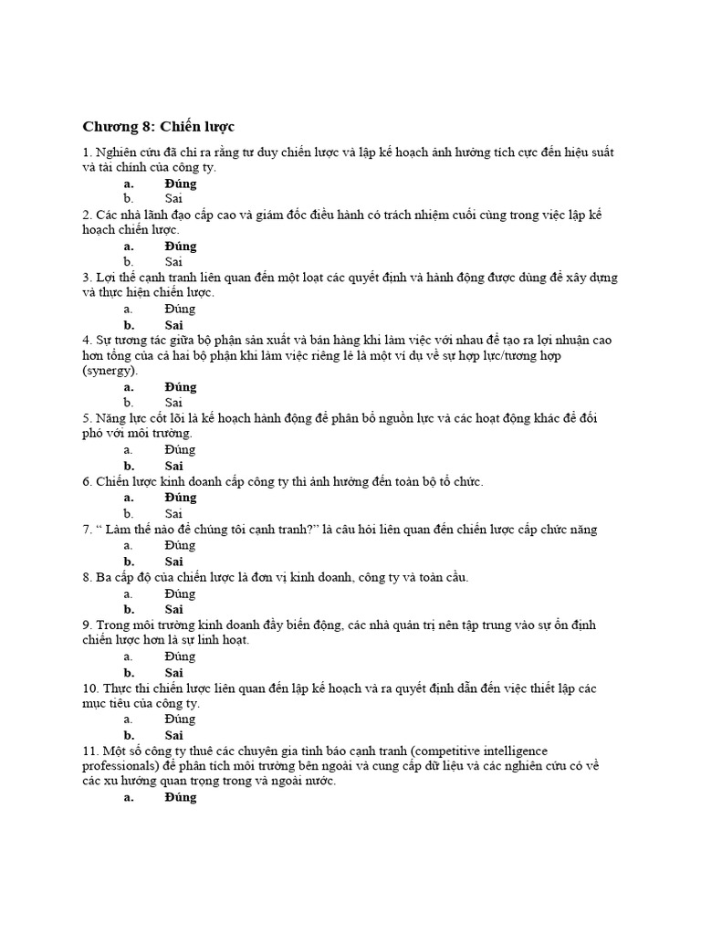 Đề Cương Ôn Tập QTH - Chương 8 - Answer | PDF