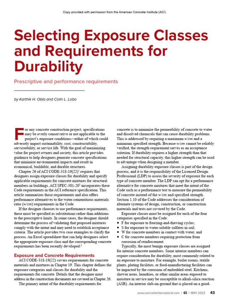 NRMCA GuideToSelectingExposureClasses DURABILITY | PDF
