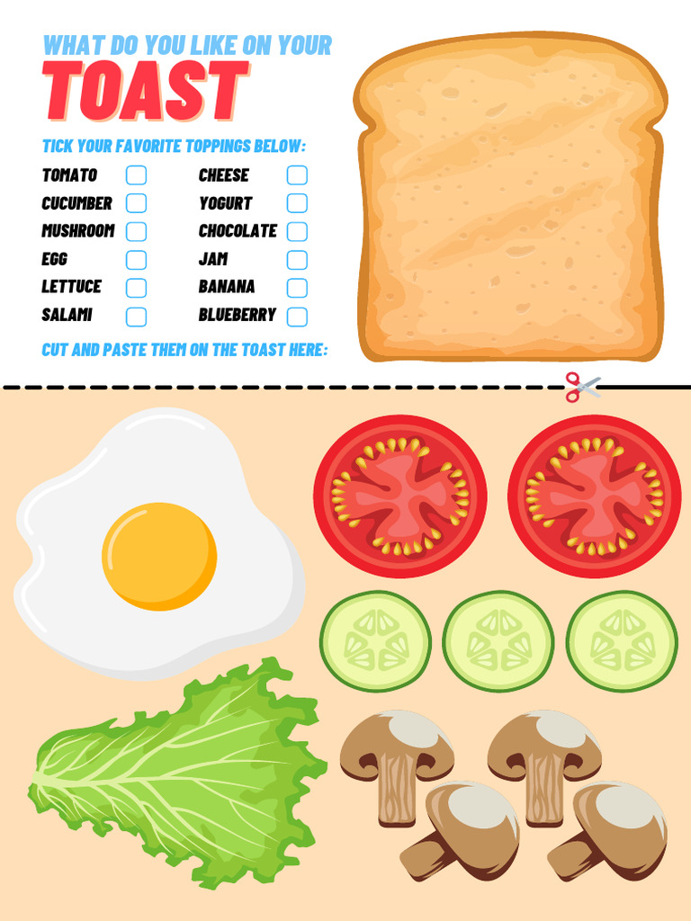 Prepare Your Favorite Toast Cut & Paste Activity | PDF