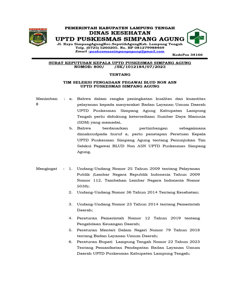 SK Rekrutmen Blud | PDF