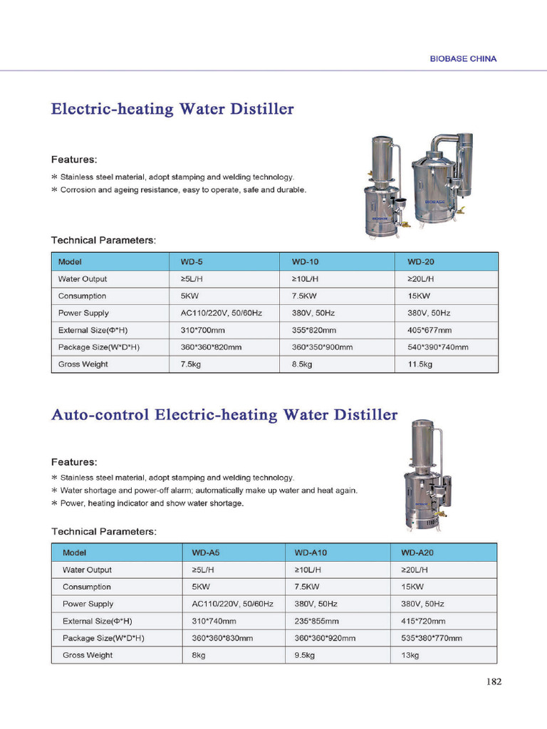 Biobase Water Distiller WD A5 | PDF