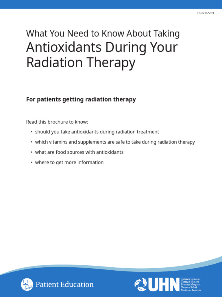 What You Need To Know About Antioxidants and Your Radiation Therapy | PDF