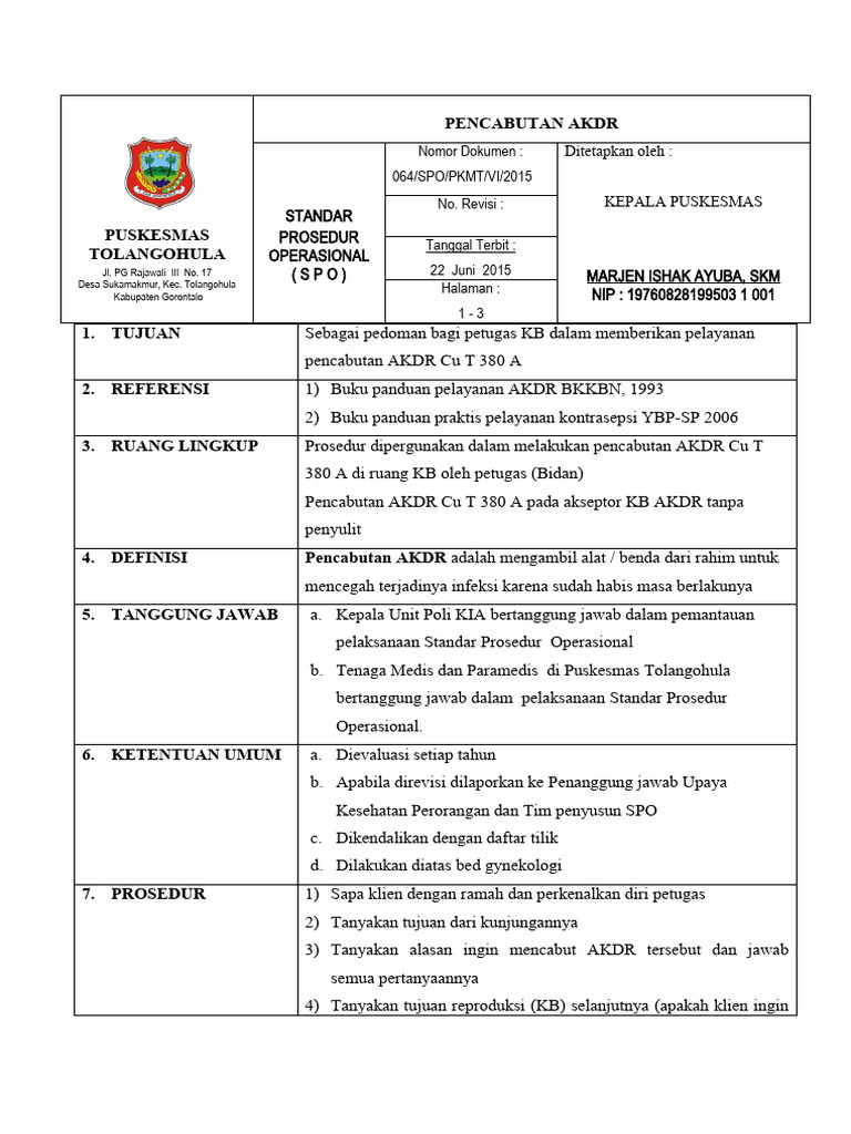 064 SPO Pencabutan AKDR | PDF