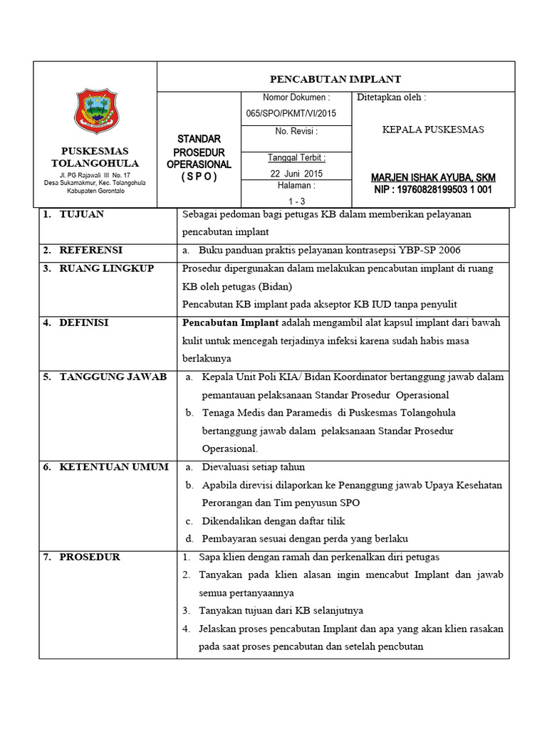 Prosedur Pencabutan Implant KB | PDF | Kesehatan Holistik | Sains ...