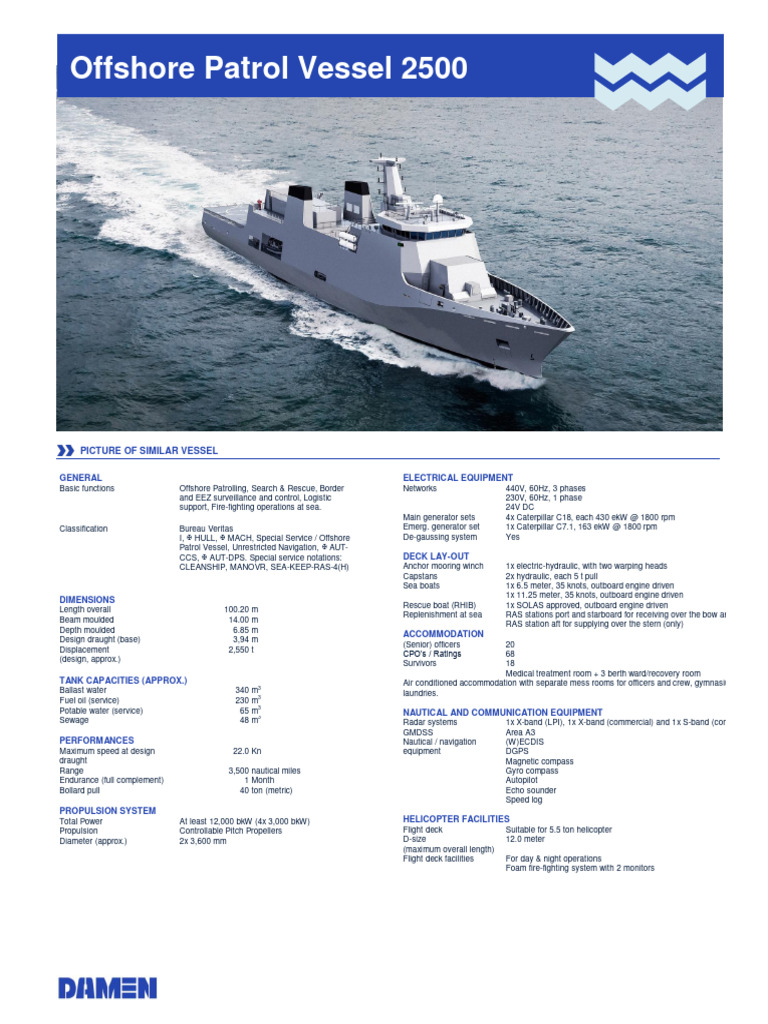 Damen OPV 2500 Specifications | PDF