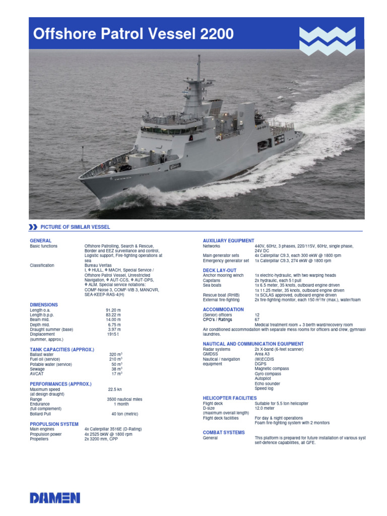 Damen Offshore Patrol Vessel 2200 | PDF