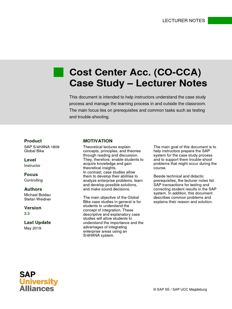 Intro S4HANA Using Global Bike Notes CO-CCA en v3.3 | PDF Intro S4HANA Using Global Bike Notes CO-CCA en v3.3 | PDF