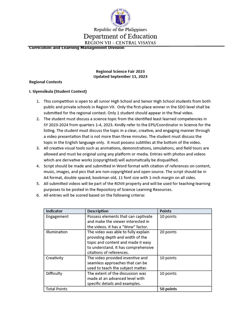 RSTF 2023 Updatedregional Contests | PDF
