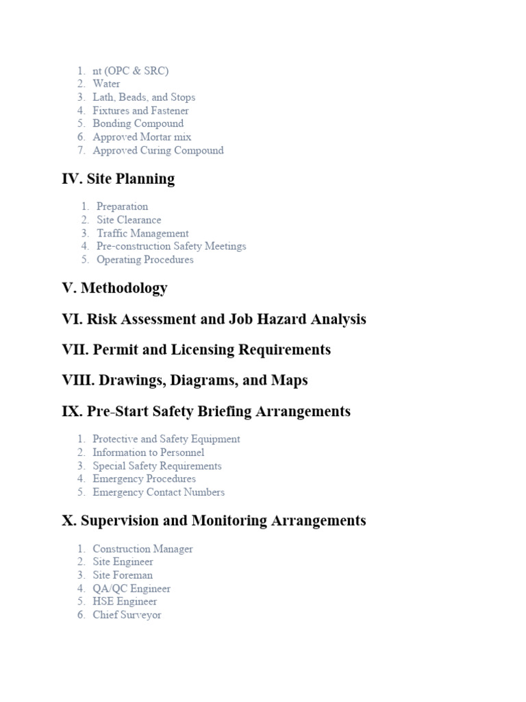 Method Statement For Cement Plastering | PDF