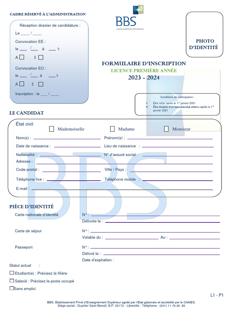 Formulaire l1 2023 4623 | PDF