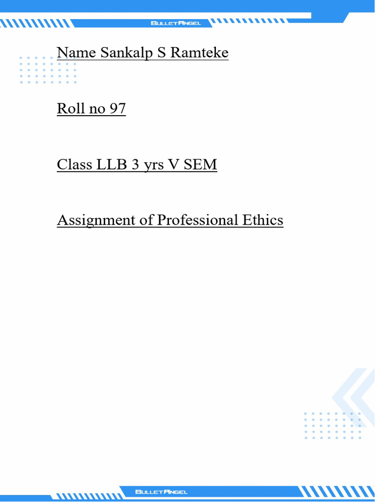 Assignment No 2 Professional Ethics Pdf Supreme Court Of India