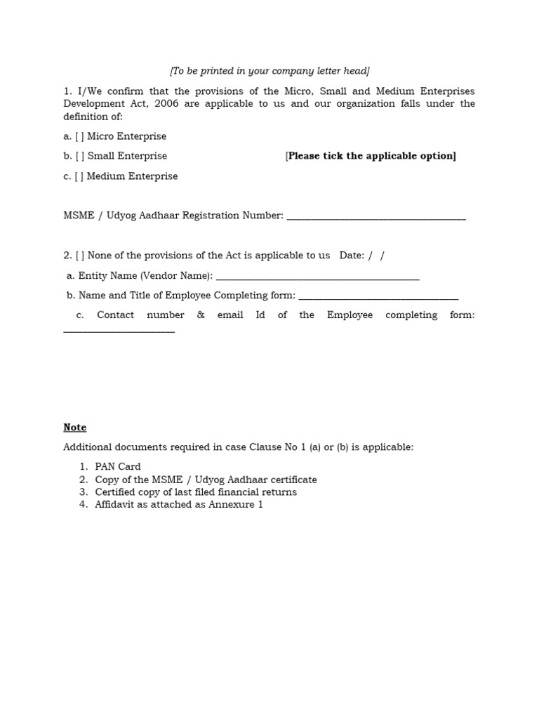MSME Declaration Template 3 | PDF | Affidavit | Notary Public
