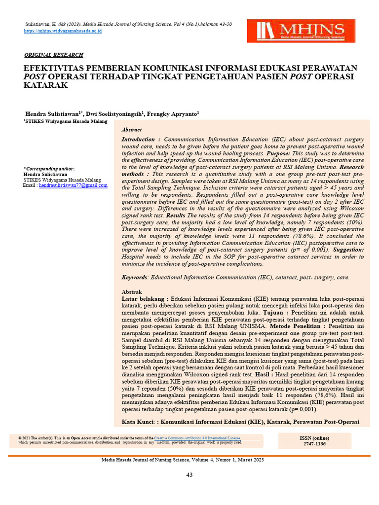 122-Article Text-885-1-10-20230330 | PDF | Surgery | Medical Specialties