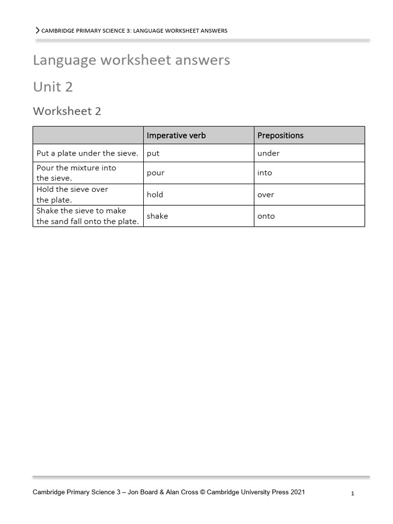 P Science 3 Language Worksheet Answers | PDF | Moon | Force