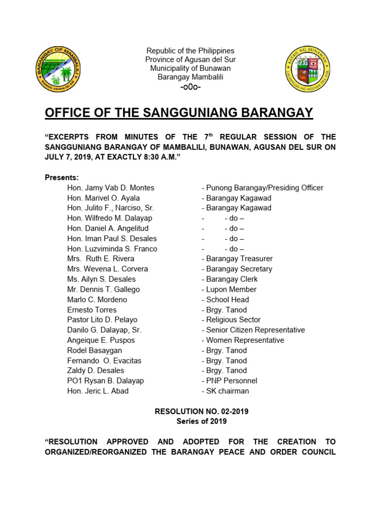 Resolution of Bpoc 2019 | PDF | Philippines