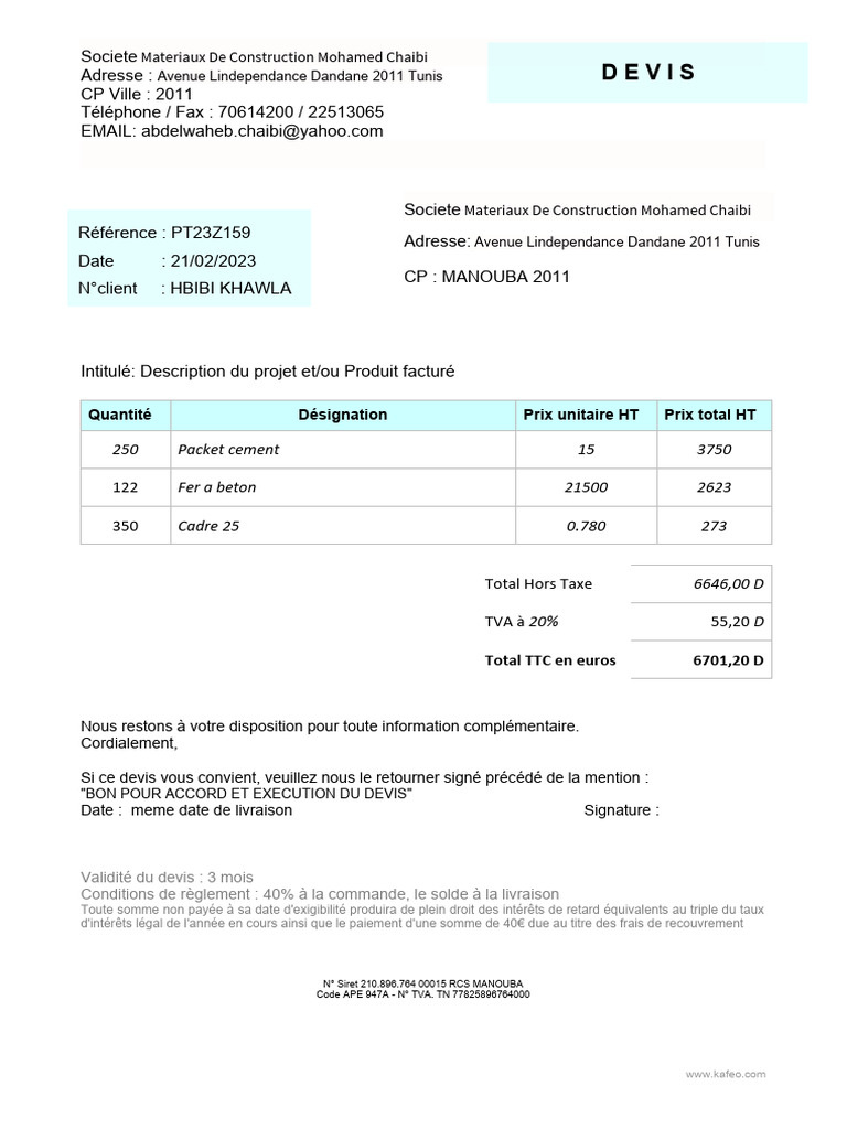 Modele Devis Word | PDF