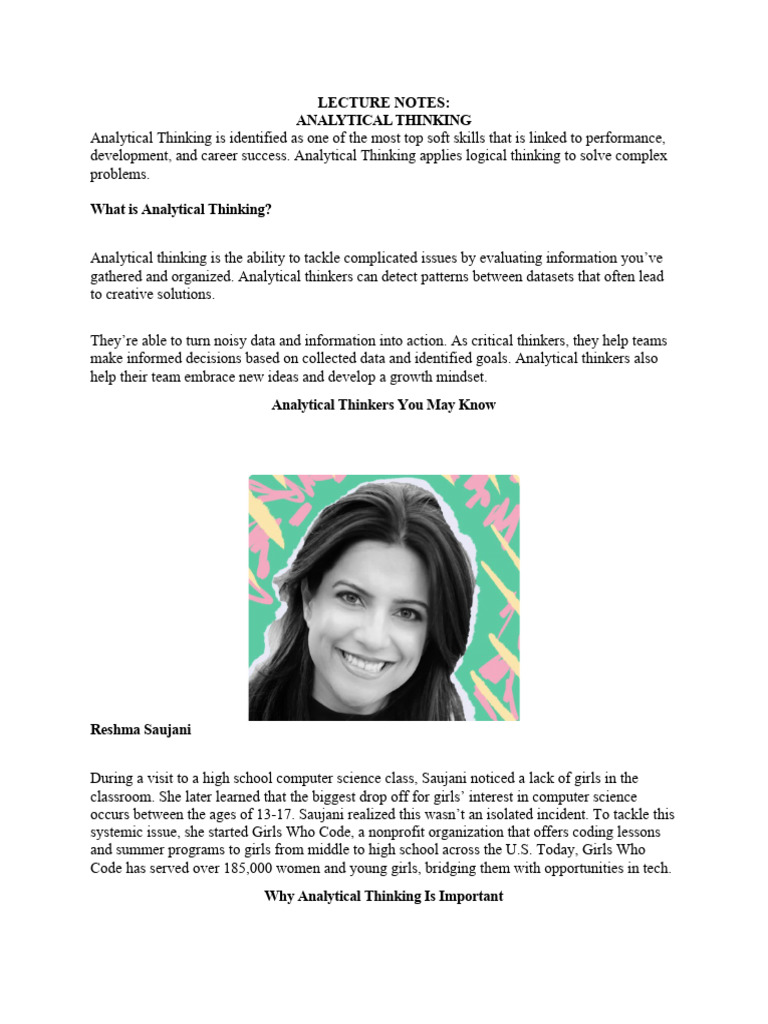 Analytical Thinking Pdf