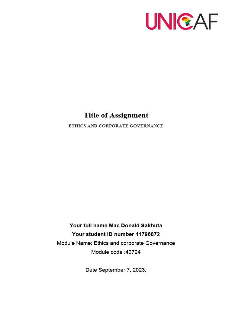 Corporate Governance Assignment 2 | PDF