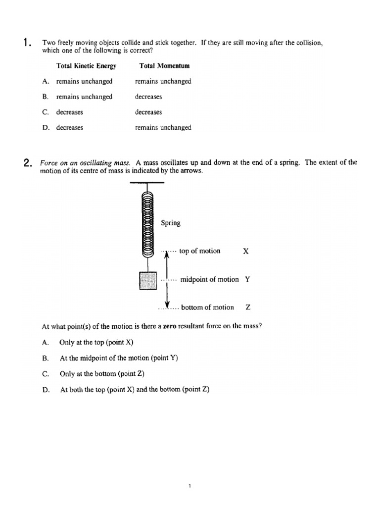 IB Physics Topic 2-3 Paper 1 Problems | PDF