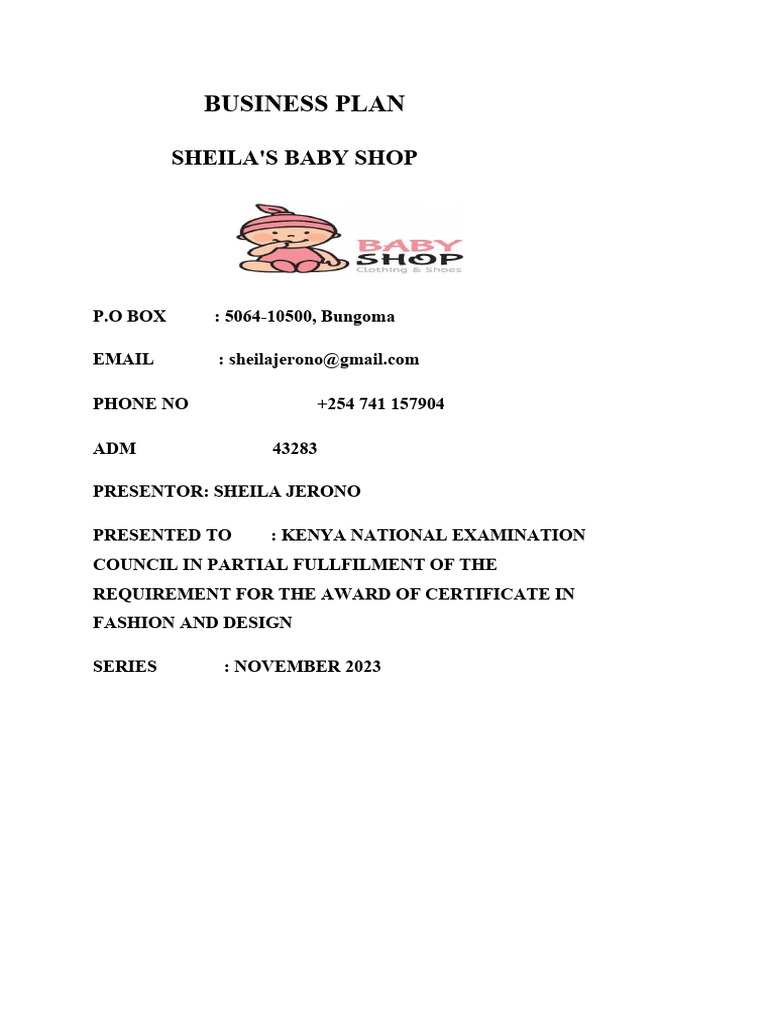 Sheila's Baby Shop Business Plan | PDF | Retail | Sales