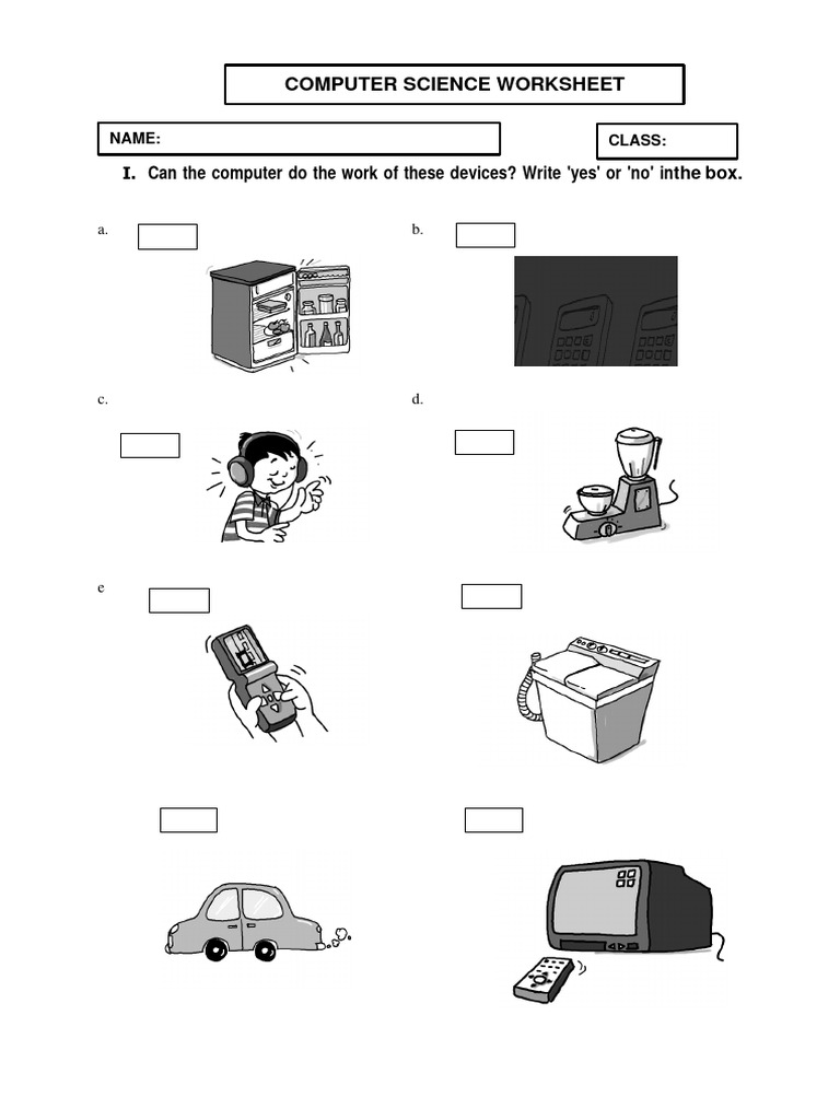 Computer Uses Worksheet for Class 1 | PDF | Teaching Methods & Materials