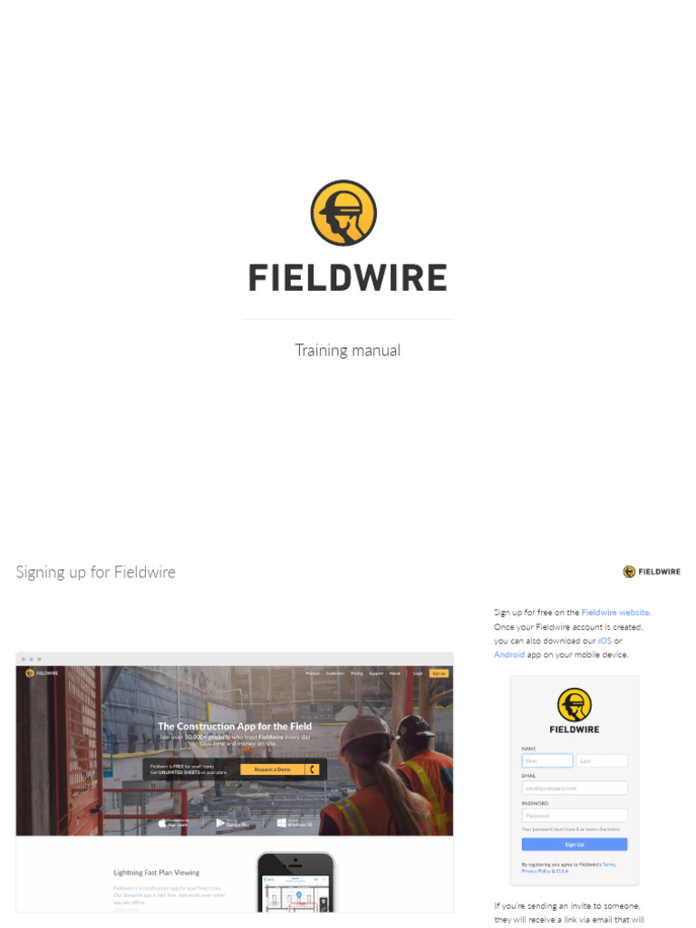 Fieldwire Training Manual Overview | PDF