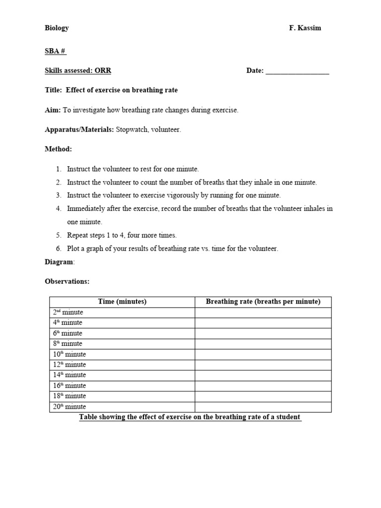 Bio Sba Handout #6 | PDF | Breathing