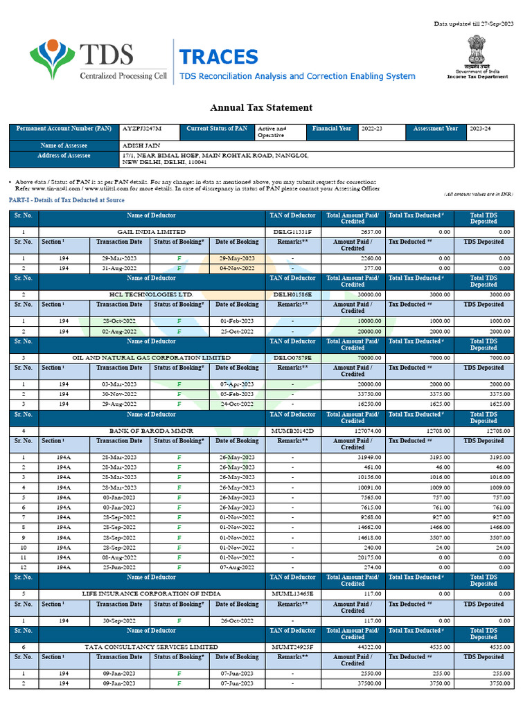 26AS | PDF | Financial Transaction | Taxes