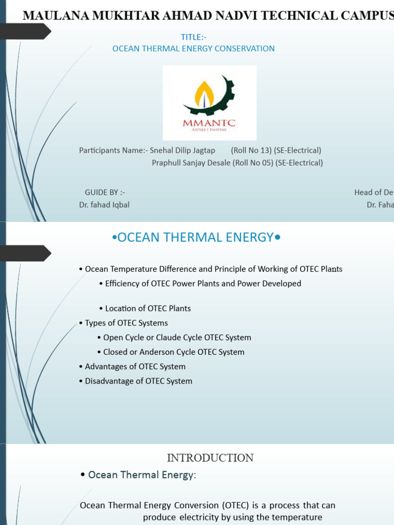 Ocean Thermal Energy Conversion | PDF