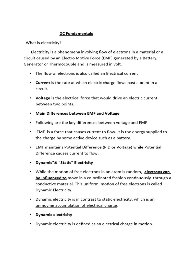 DC Electricity Fundamentals Explained | PDF | Electromagnetic Induction | Capacitor