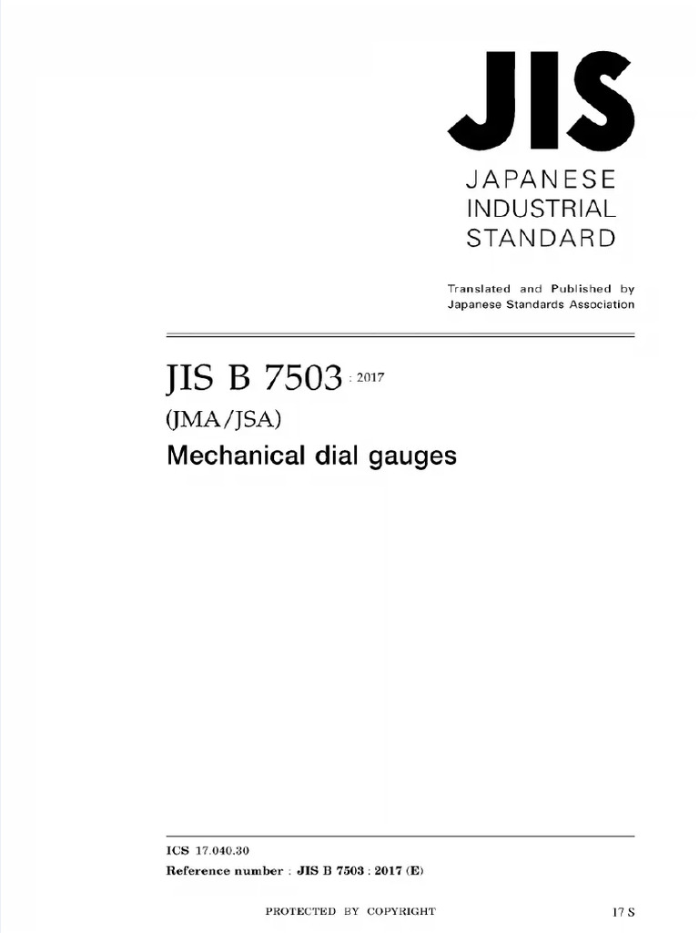 JIS B 7503 2017 Mechanical Dial Gauges | PDF