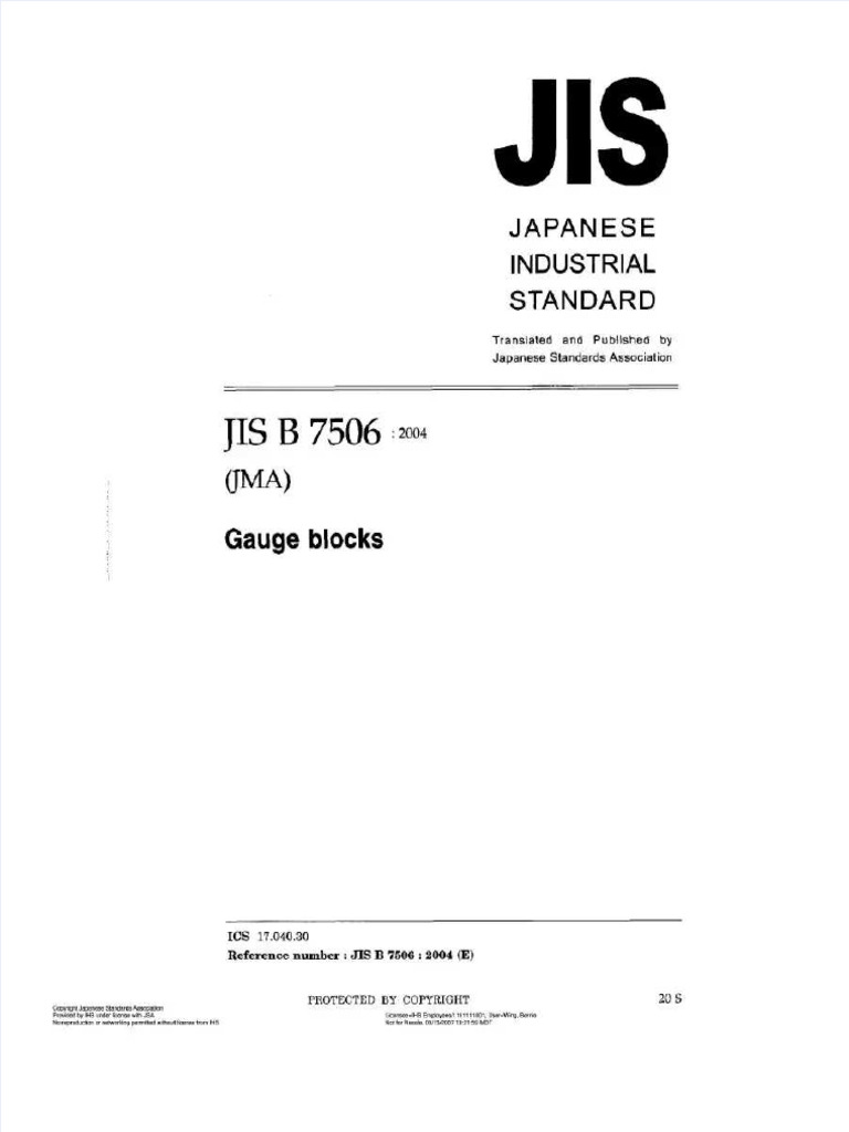 JIS B 7506 2004 Gauges Blocks | PDF