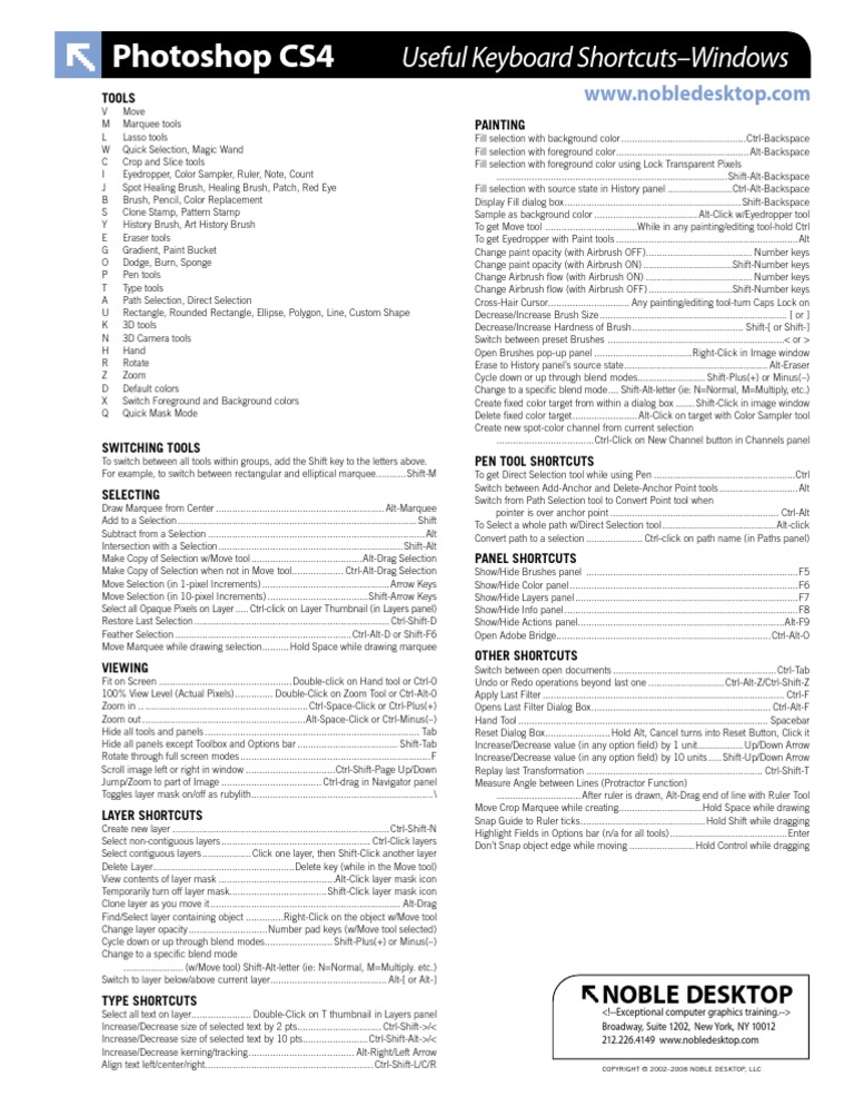 Photoshop Cs4 Shortcuts PC | PDF | Adobe Photoshop | Computing