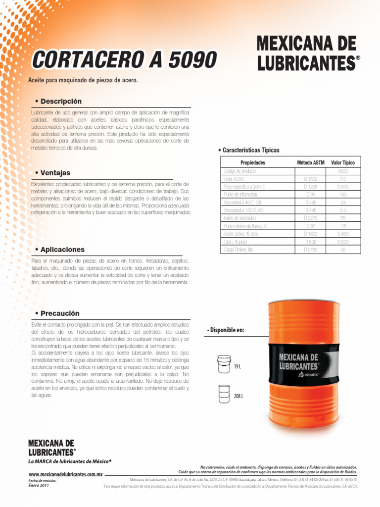 Cortacero A 5090 | PDF | Acero | Sector secundario de la economía