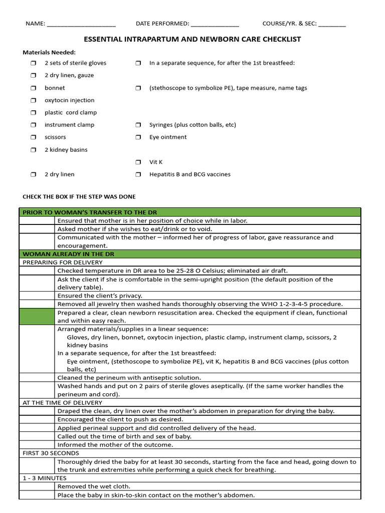 EINC Checklist | PDF