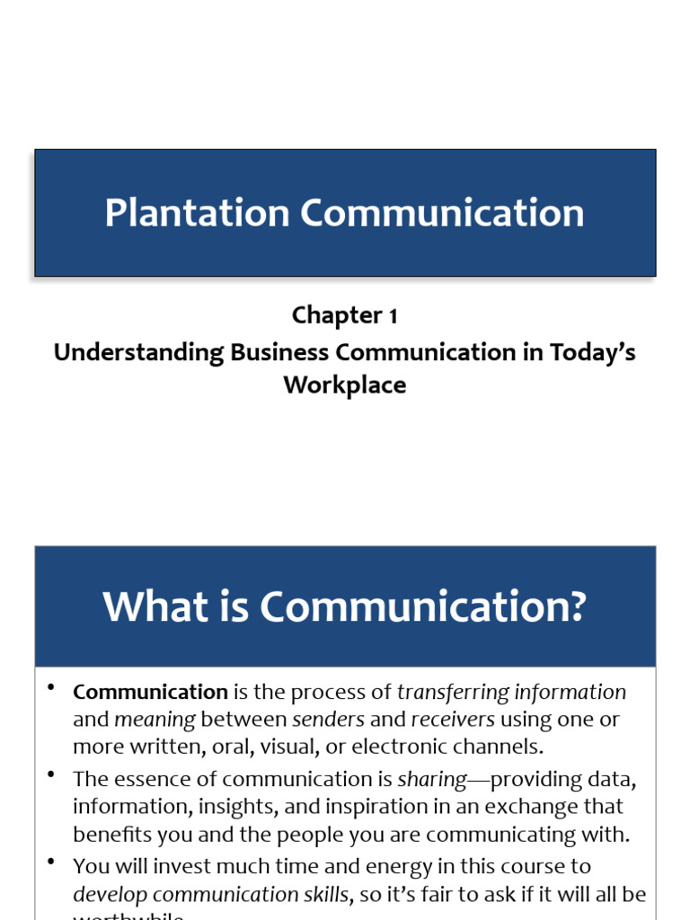 Plantation Communication: Understanding Business Communication in Today ...