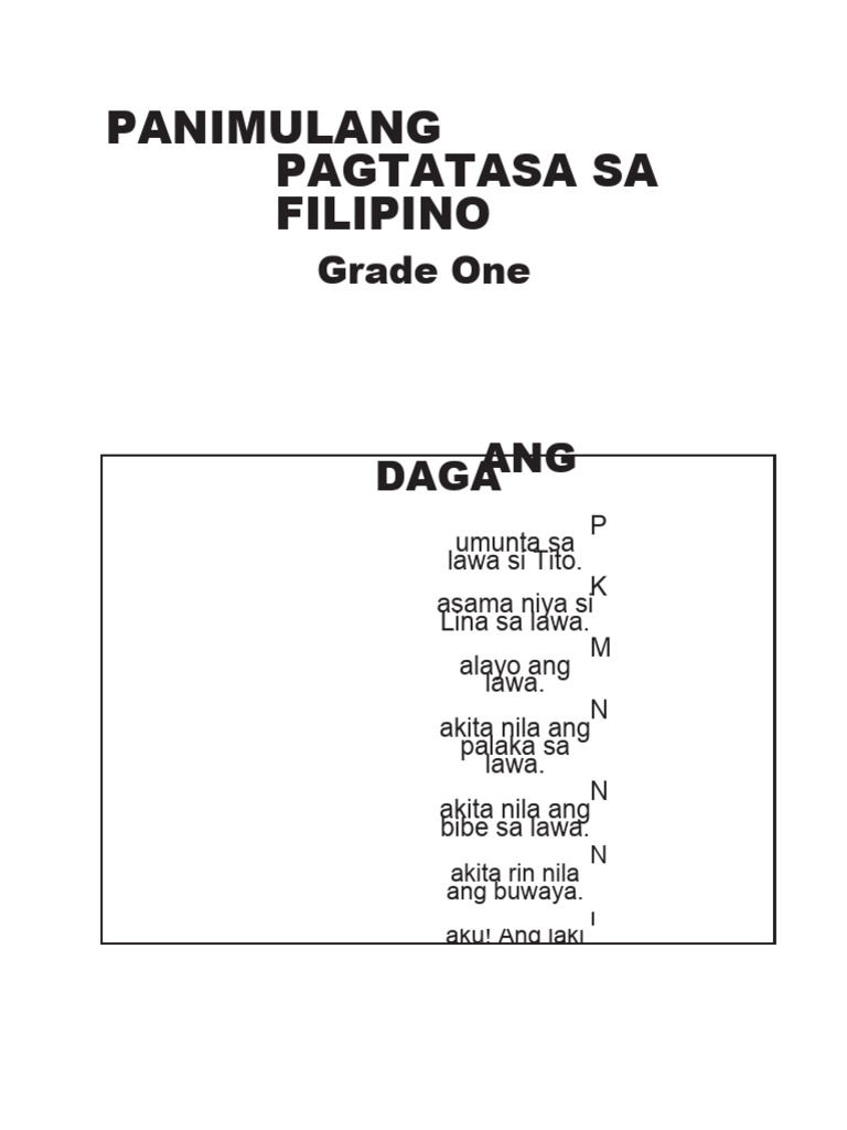 Grade 1 Reading Passage in Filipino | PDF