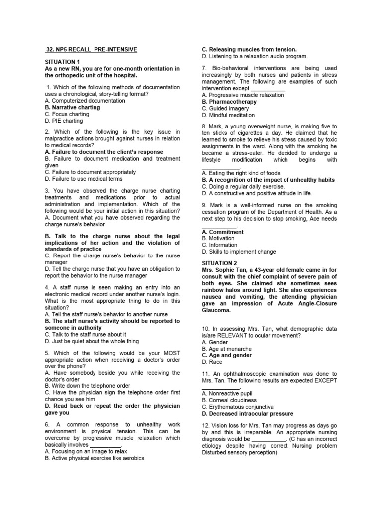 NP5 Recall - Pre-Intensive | PDF