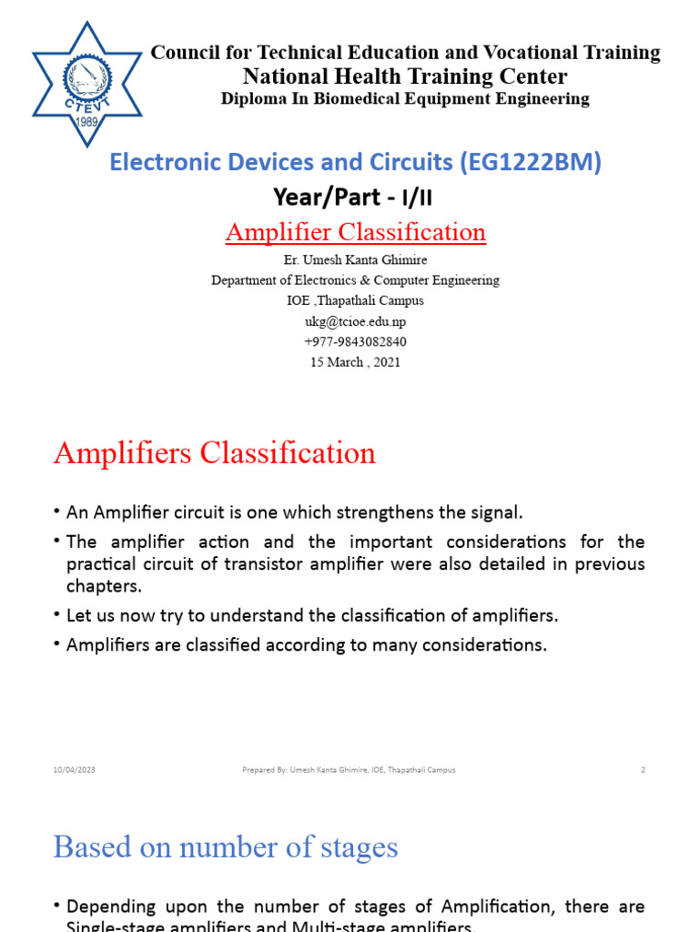 Bmet Amplifier Classes Pdf Amplifier Distortion
