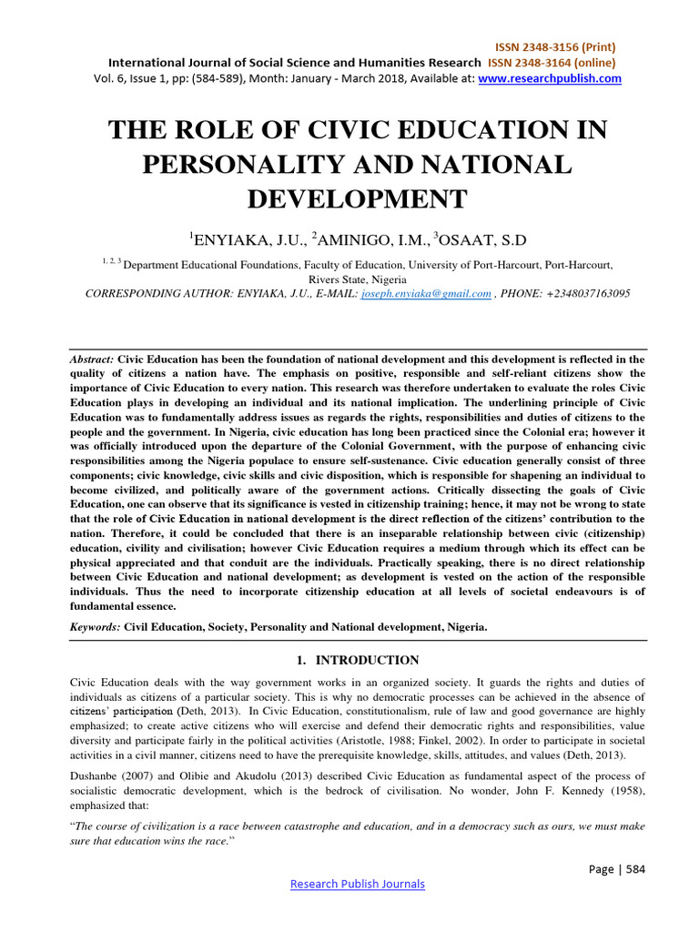 The Role of Civic Education-5522 | PDF