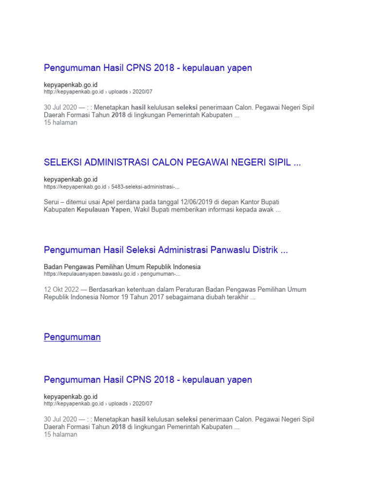 Pengumuman Hasil CPNS 201812 | PDF