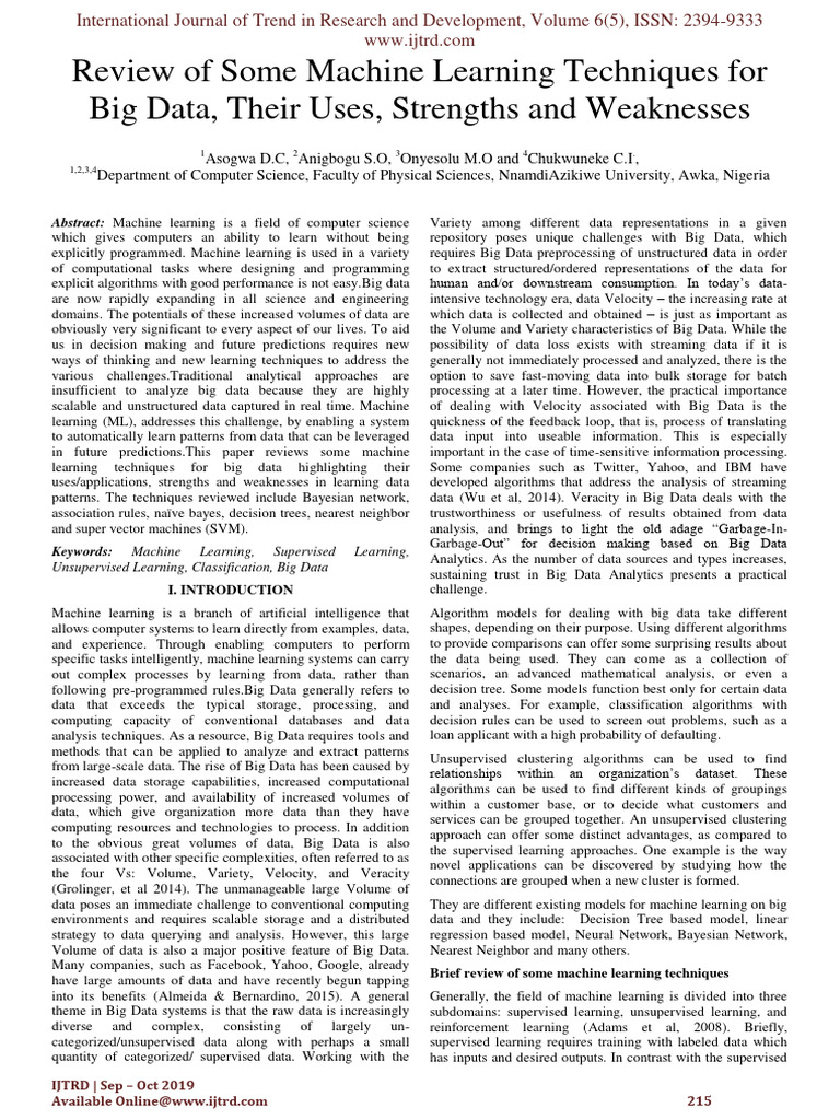 Review of Some Machine Learning Techniques For | PDF | Bayesian Network | Support Vector Machine