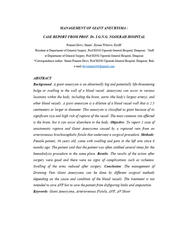 Case Report Pseudoaneurysm | PDF