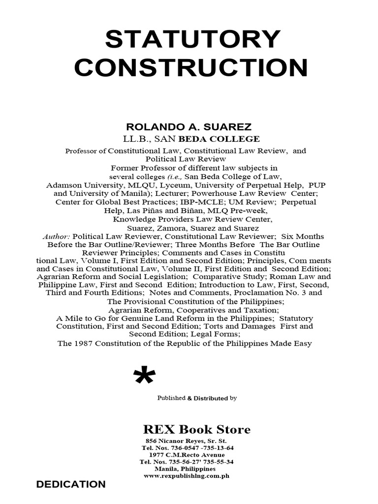 Statutory Construction by Rolando Suarez | PDF
