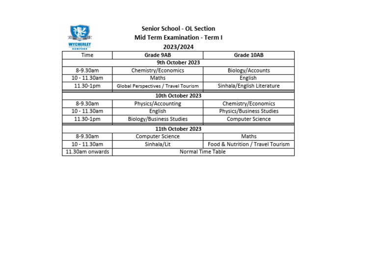 Senior School Exam Schedule | PDF | Social Science | Foreign Language Studies