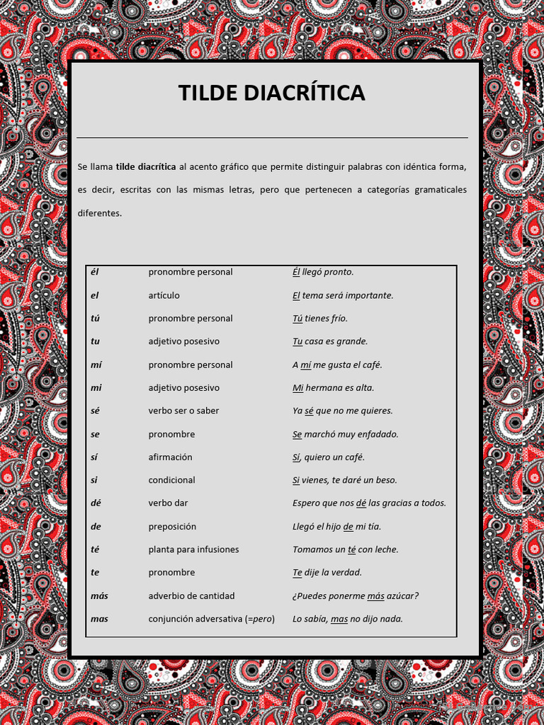 Tilde Diacrítica: Ejercicios Prácticos | PDF