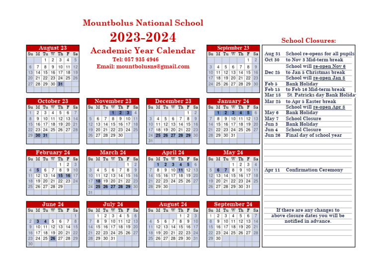 2023 - 2024 Calendar | PDF