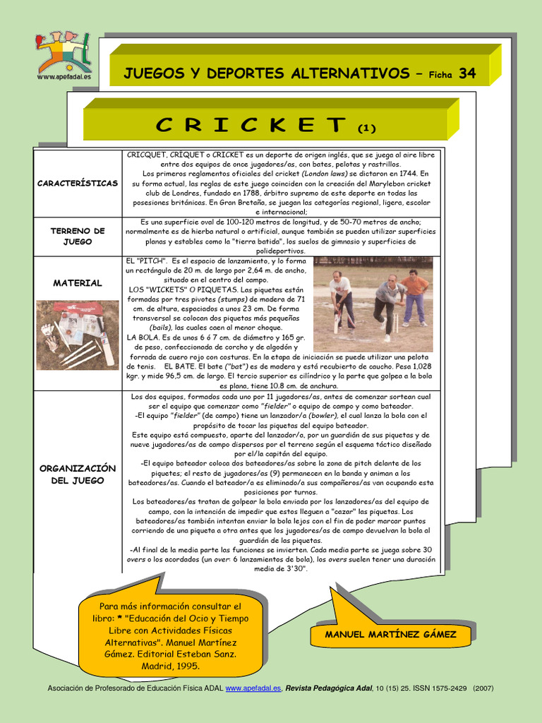 Fichas JDA 034 Cricket 1 | PDF | Grillo | Lanzador