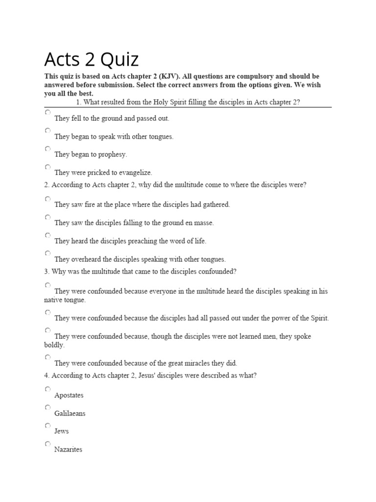 Acts 2 Quiz | PDF