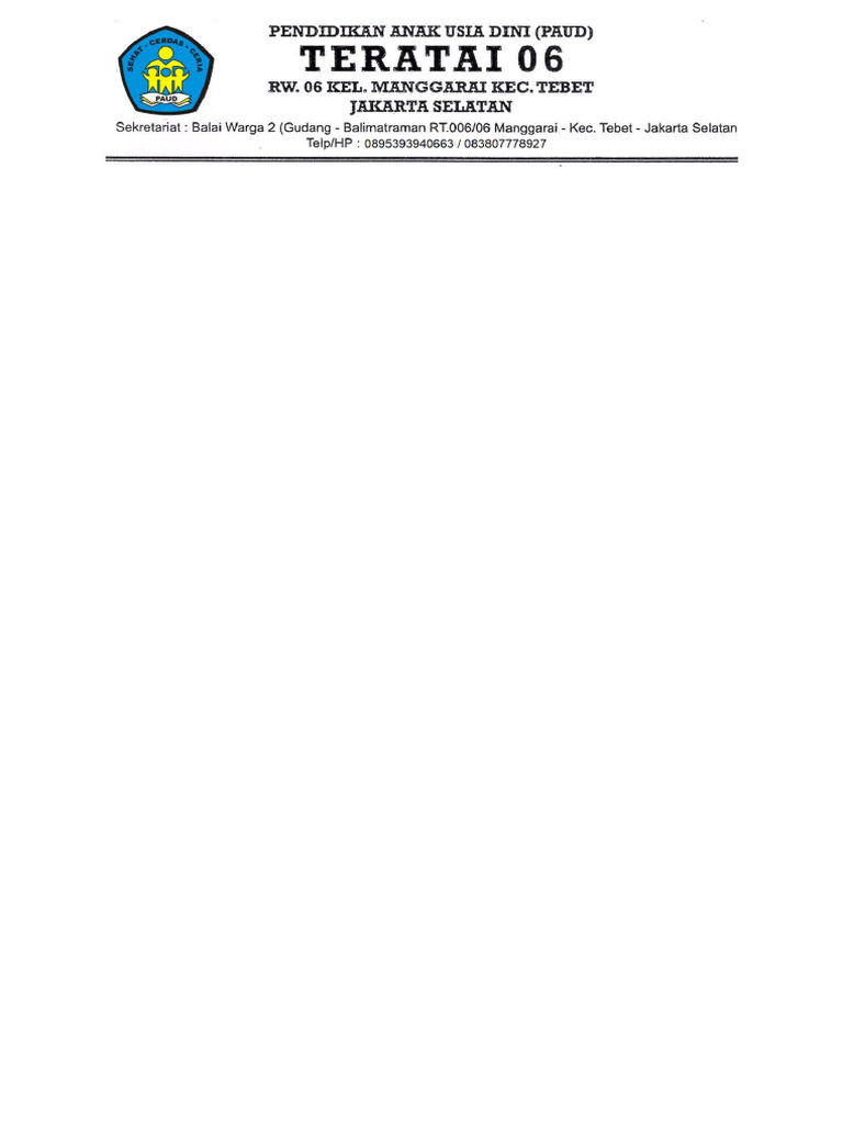 Kop Surat Paud Teratai 06 | PDF